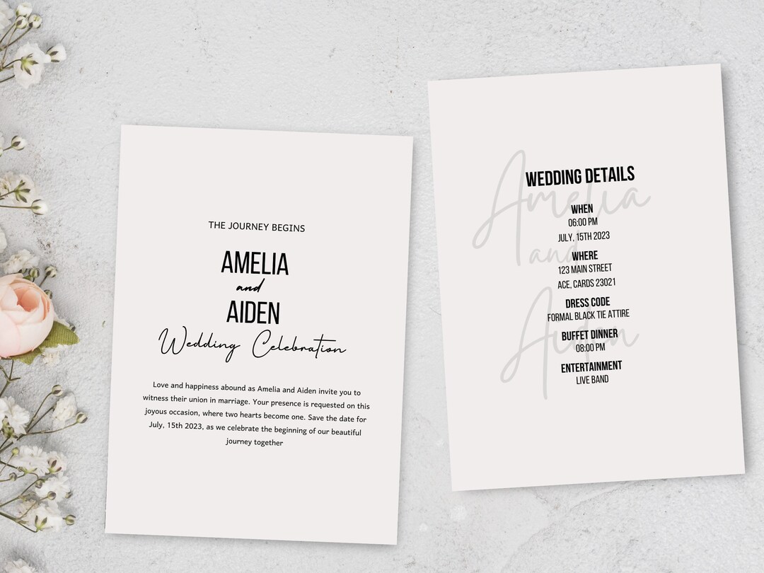 Customizable Canva Wedding Invite,wedding Invite Template,modern Invite ...