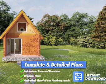 Tiny Home Plans: 16x12ft DIY ADU Plan Set With Loft Bedroom - Etsy