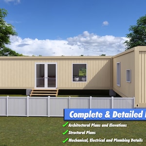 960 Sq Ft Shipping Container Home Plans - L-shaped Design With 2 Beds ...