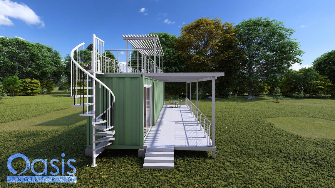 40ft Shipping Container Home: Peaceful Retreat - Rooftop and Front ...