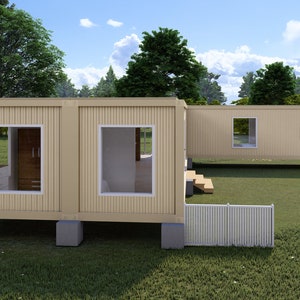 960 Sq Ft Shipping Container Home Plans - L-shaped Design With 2 Beds ...