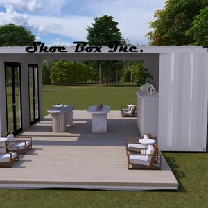 DIY 2x20ft Container Shop Plans - Shoe Box Inc - Customizable Retail ...