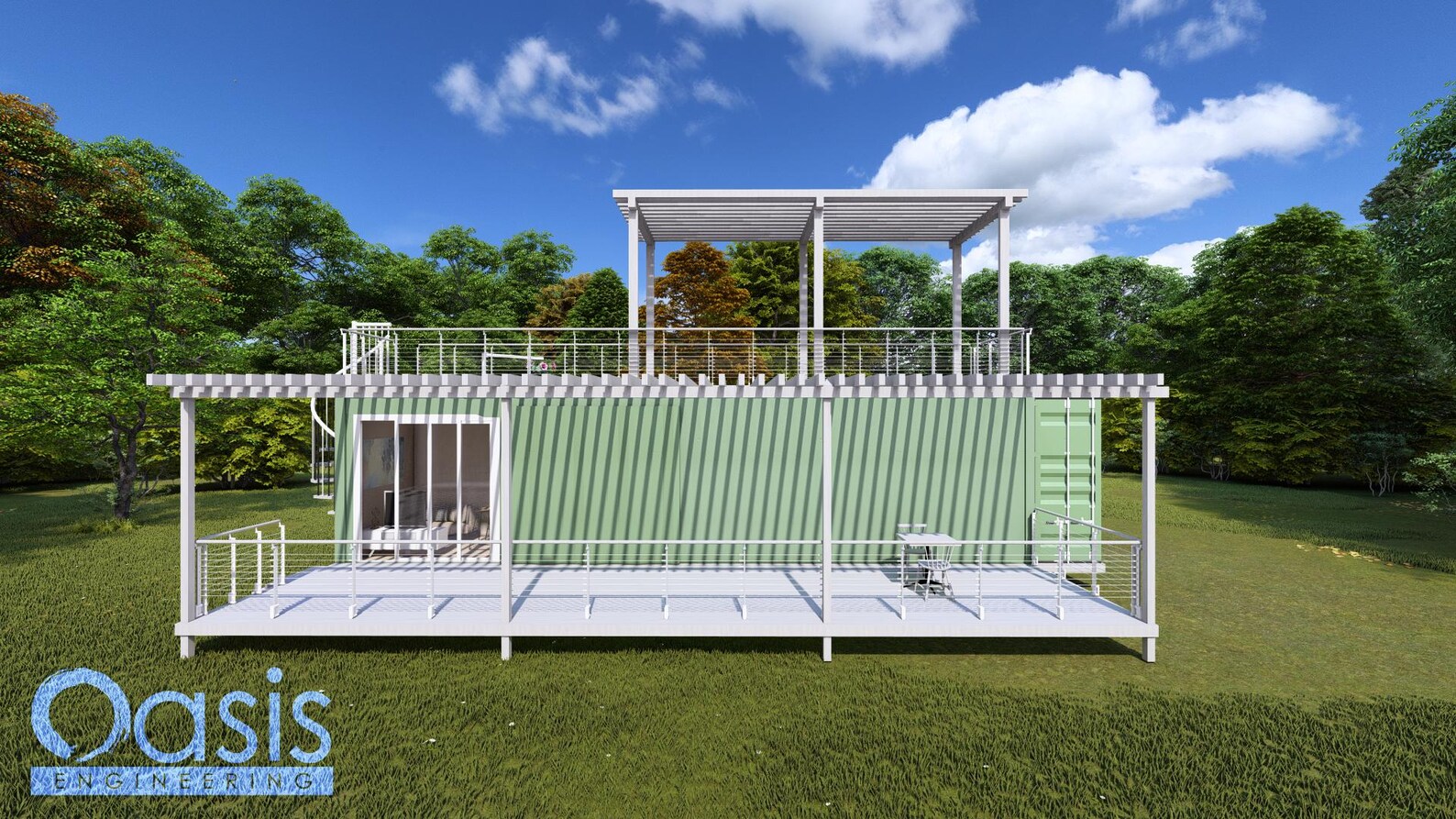 40ft Shipping Container Home: Peaceful Retreat - Rooftop and Front ...