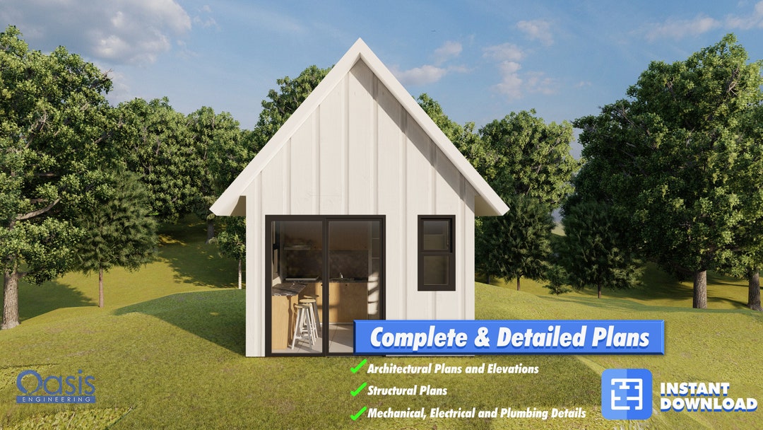 Tiny Home Plans: 16x12ft DIY ADU Plan Set With Loft Bedroom - Etsy