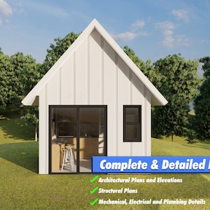 Tiny Home Plans: 16x12ft DIY ADU Plan Set With Loft Bedroom - Etsy