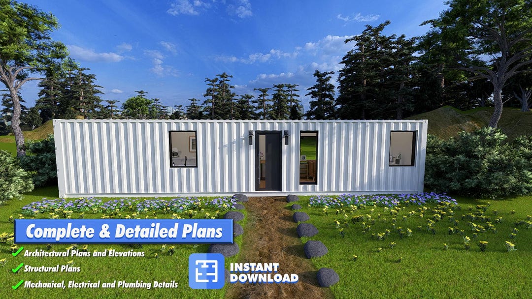 Open Concept 40ft Container Home Design | Customizable Pool House or ...