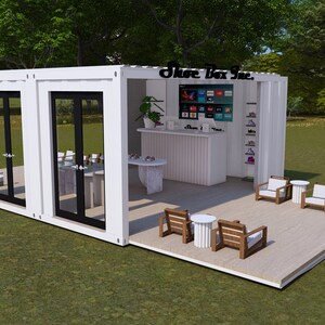 DIY 2x20ft Container Shop Plans - Shoe Box Inc - Customizable Retail ...
