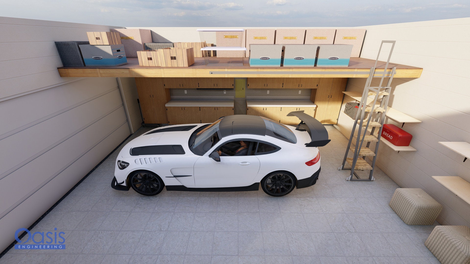 DIY Modern Garage Building Plans With Overhead Storage Loft - 600sq-ft ...