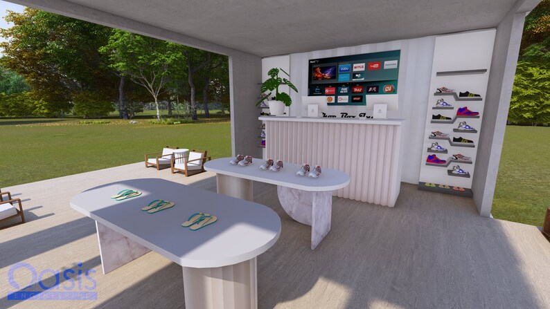 DIY 2x20ft Container Shop Plans - Shoe Box Inc - Customizable Retail ...