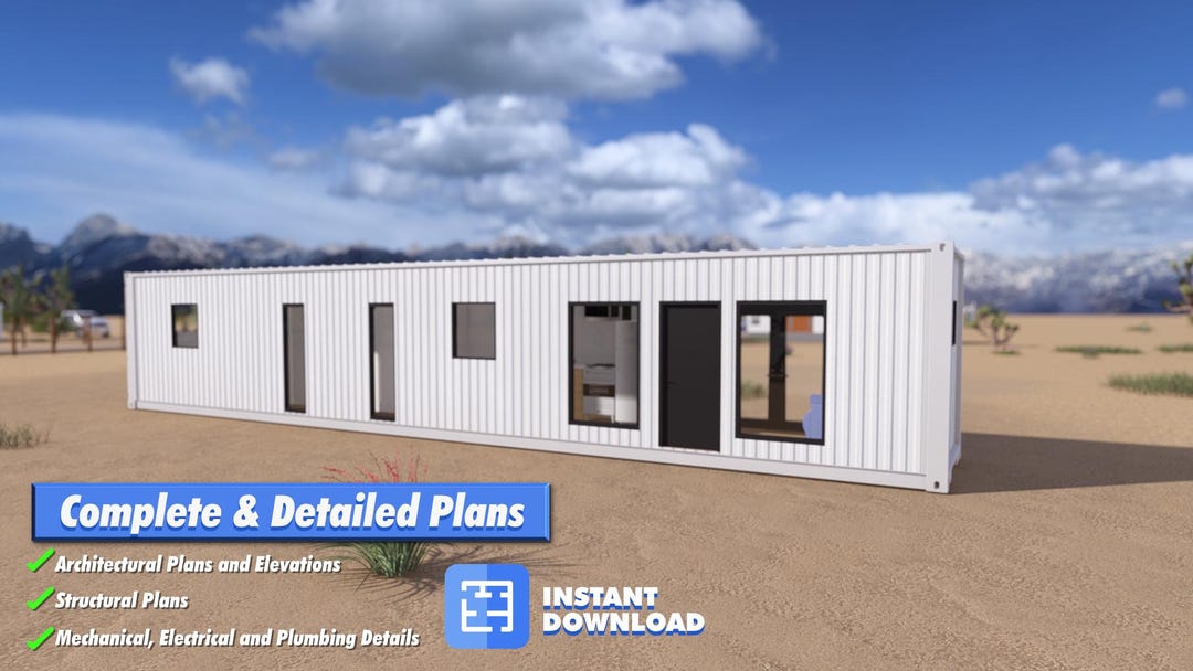 53ft High Cube Shipping Container Home Plans | 1 Bed 1 Bath | Modern ...