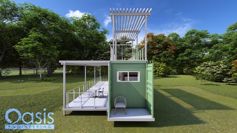40ft Shipping Container Home: Peaceful Retreat - Rooftop and Front ...