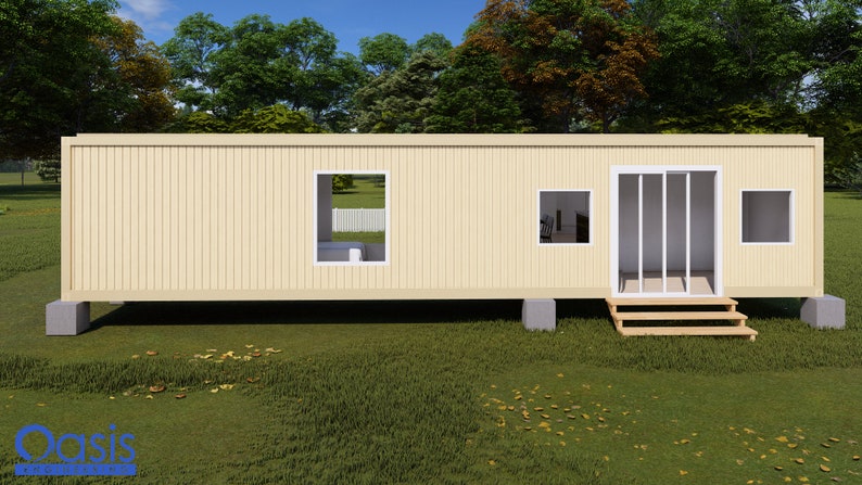 960 Sq Ft Shipping Container Home Plans - L-shaped Design With 2 Beds ...