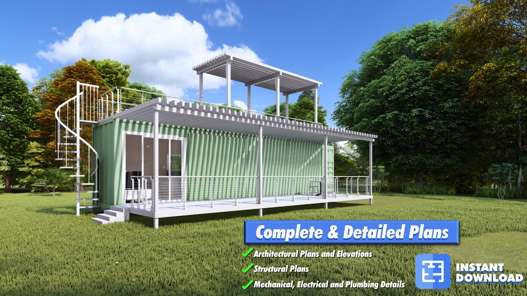 40ft Shipping Container Home: Peaceful Retreat - Rooftop and Front ...