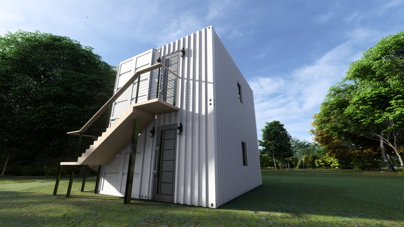 Two-story Shipping Container ADU Plans - Dual 320 Sq-ft Studios - Etsy ...