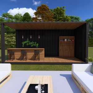 20ft Shipping Container Patio Bar: DIY Plans - Etsy