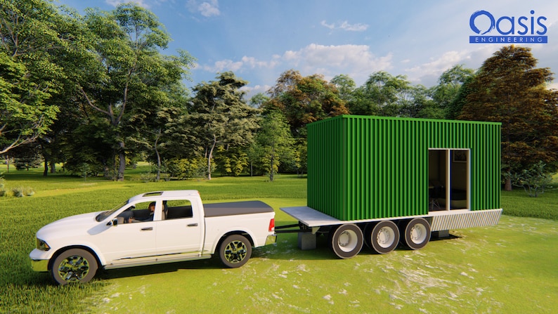 Engineered Shipping Container Home Plans - Trailer Mounted – B2 - Etsy