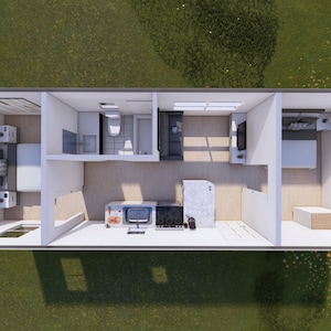 Tiny Home on Wheels Plans - 364 SQ-FT | 2 Bed, 1 Bath With Central ...