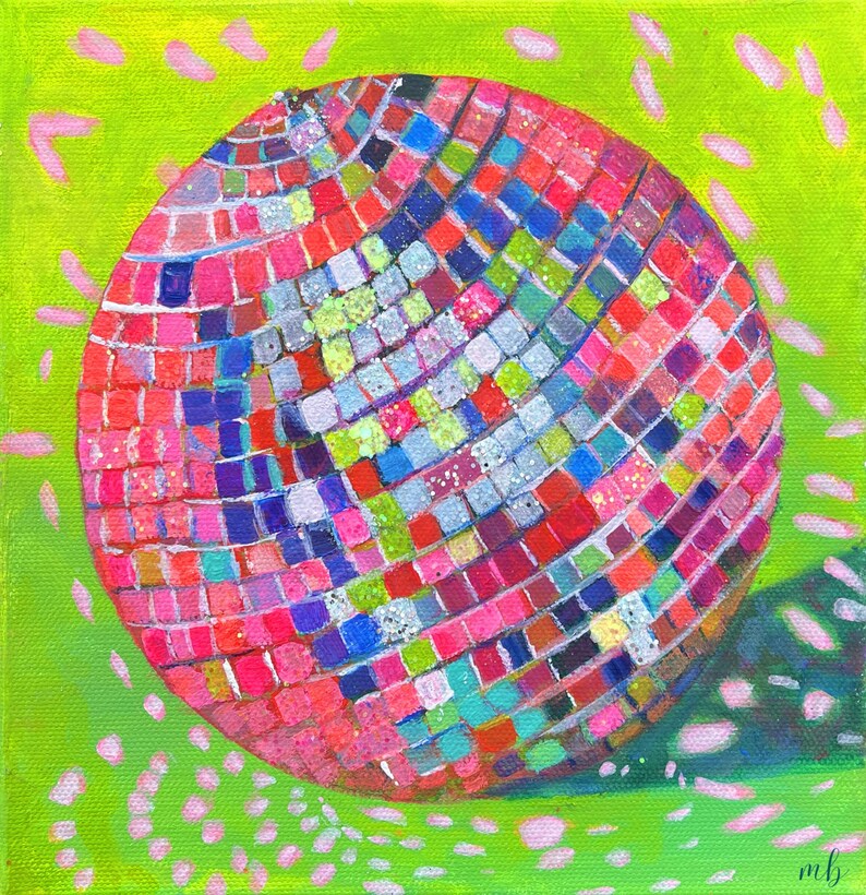 Disco Ball Original Acrylic Painting 8x8in - Etsy
