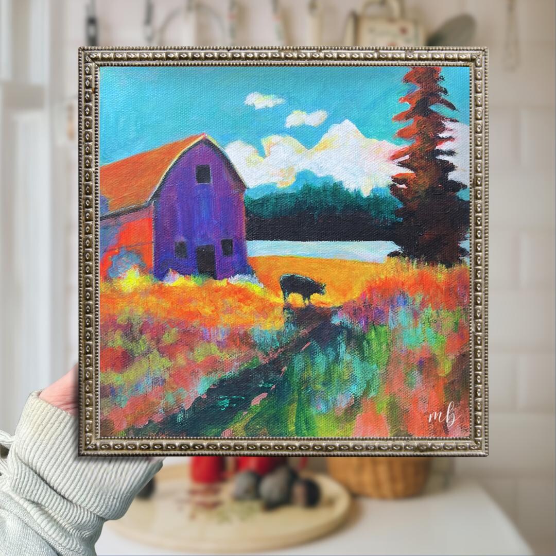 Fine Art Print "specter in the Field" Impressionist Landscape Cow ...