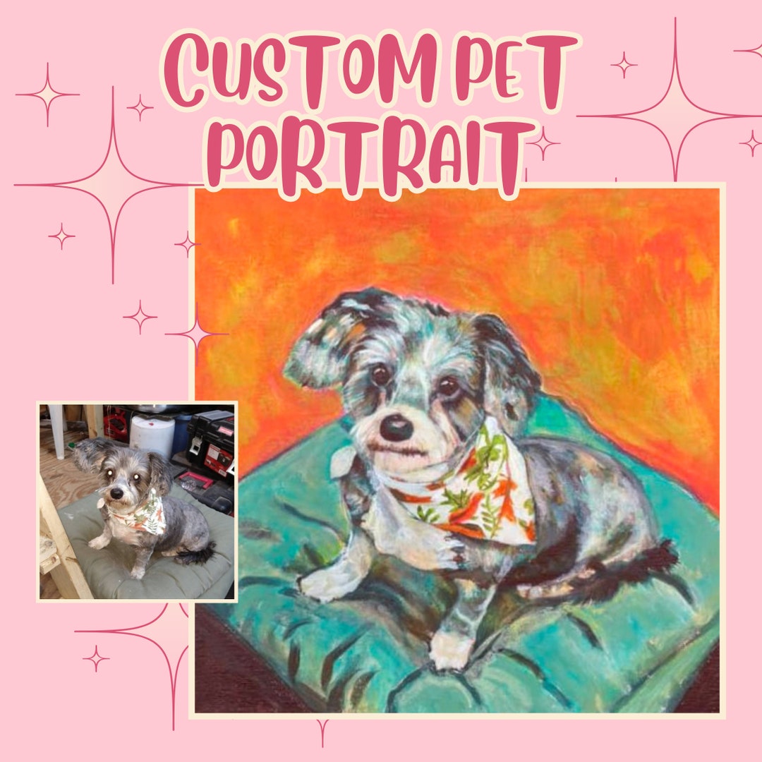 Colorful Hand-painted Pet Portraits Commission From Photo - Etsy