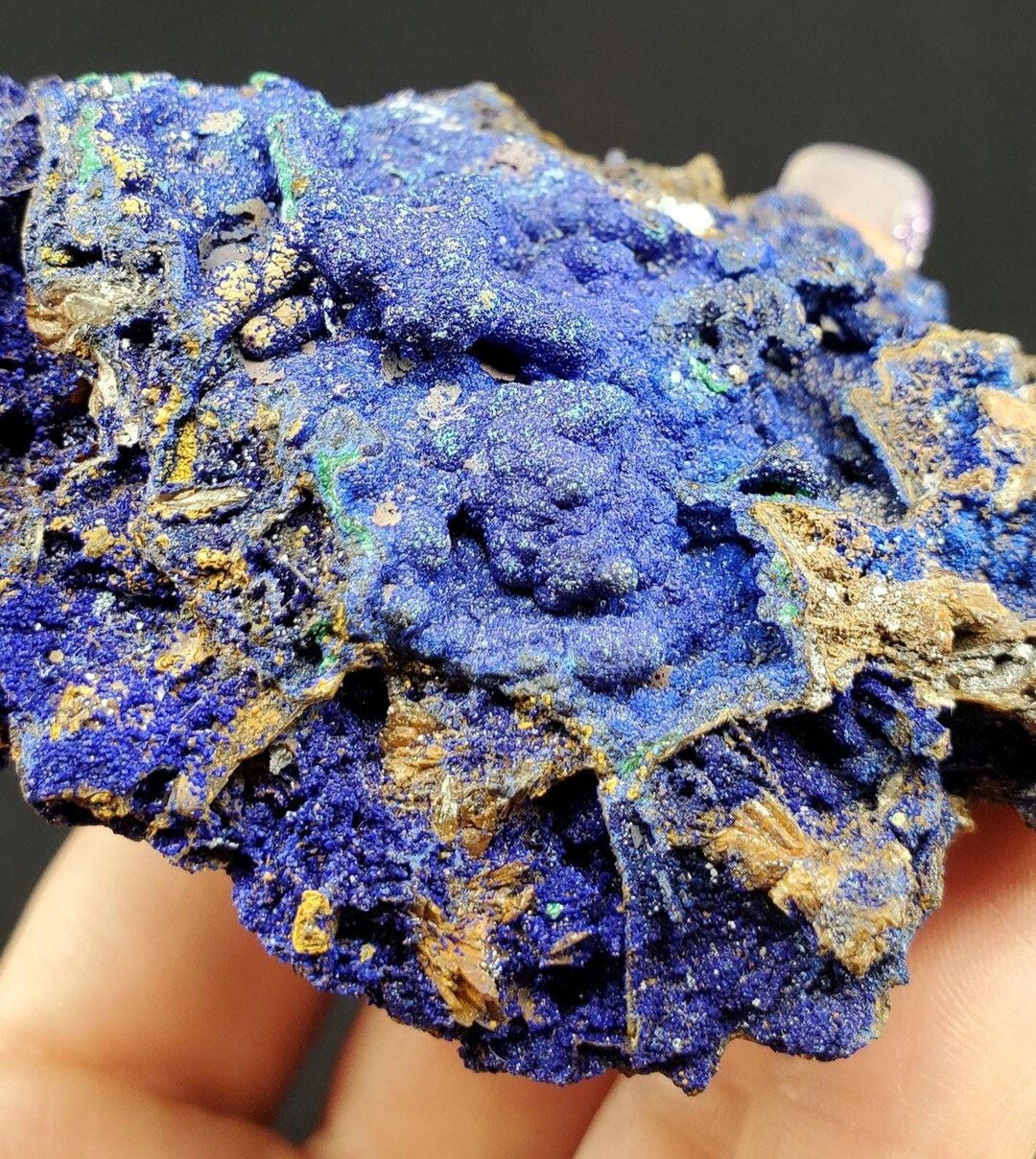 Bright Blue Azurite on Barite Specimen | Fiberous Azurite | Mineral ...