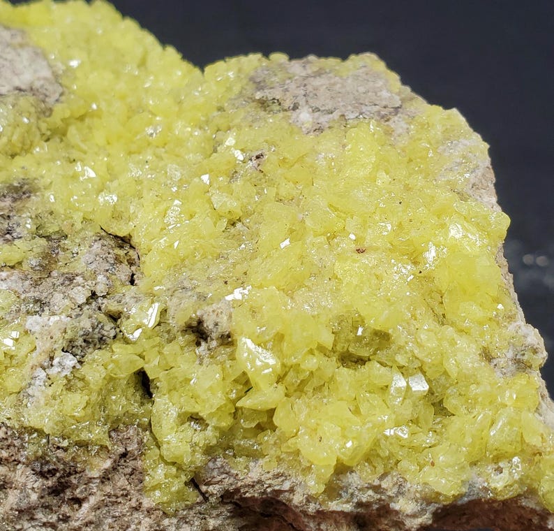 Sulfur on Matrix Specimen Natural Sulfur Crystals Sulfur Specimen ...