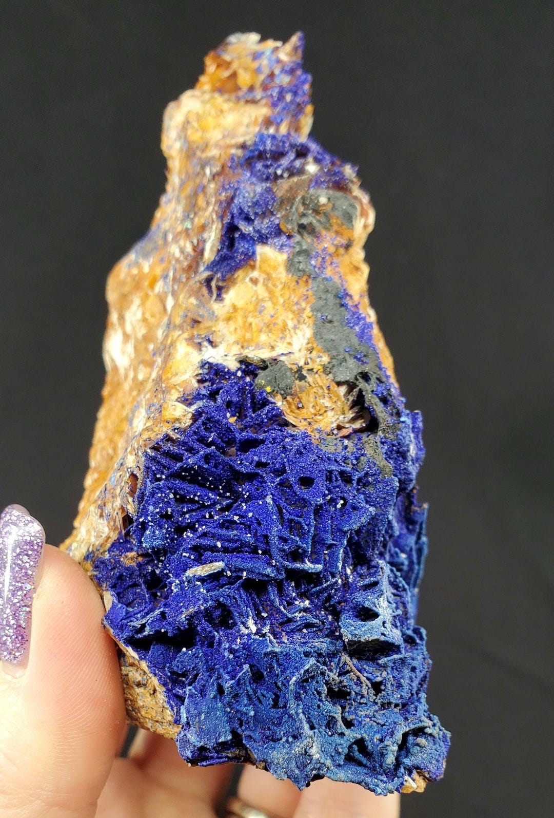 Bright Blue Azurite on Barite Specimen | Fiberous Azurite | Mineral ...