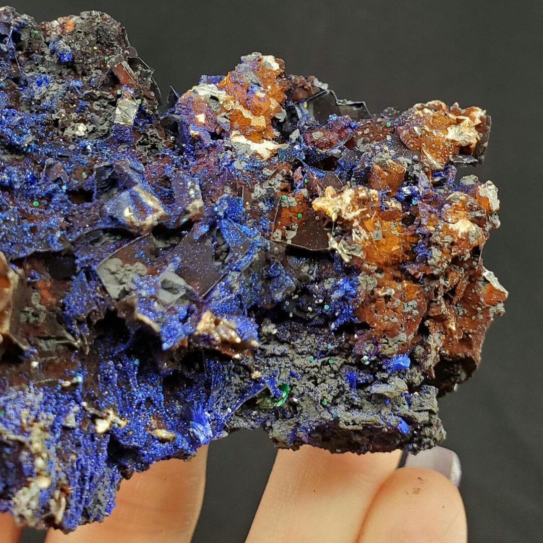Bright Blue Azurite on Barite Specimen | Fiberous Azurite | Mineral ...