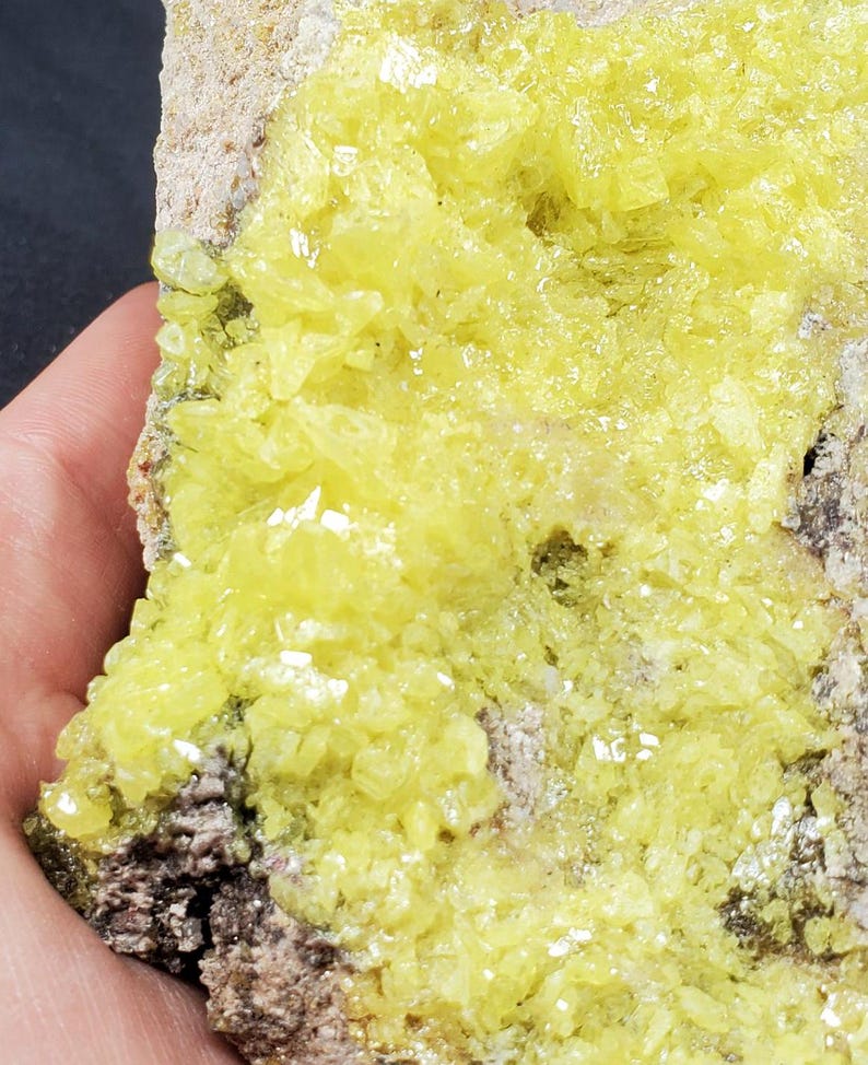 Sulfur on Matrix Specimen Natural Sulfur Crystals Sulfur Specimen ...