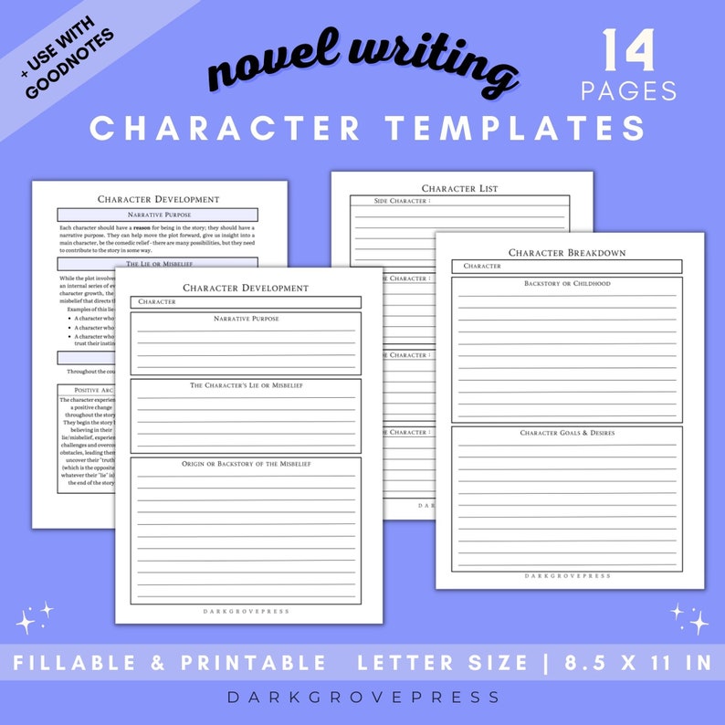 Write Realistic Characters Character Template Sheets Novel - Etsy