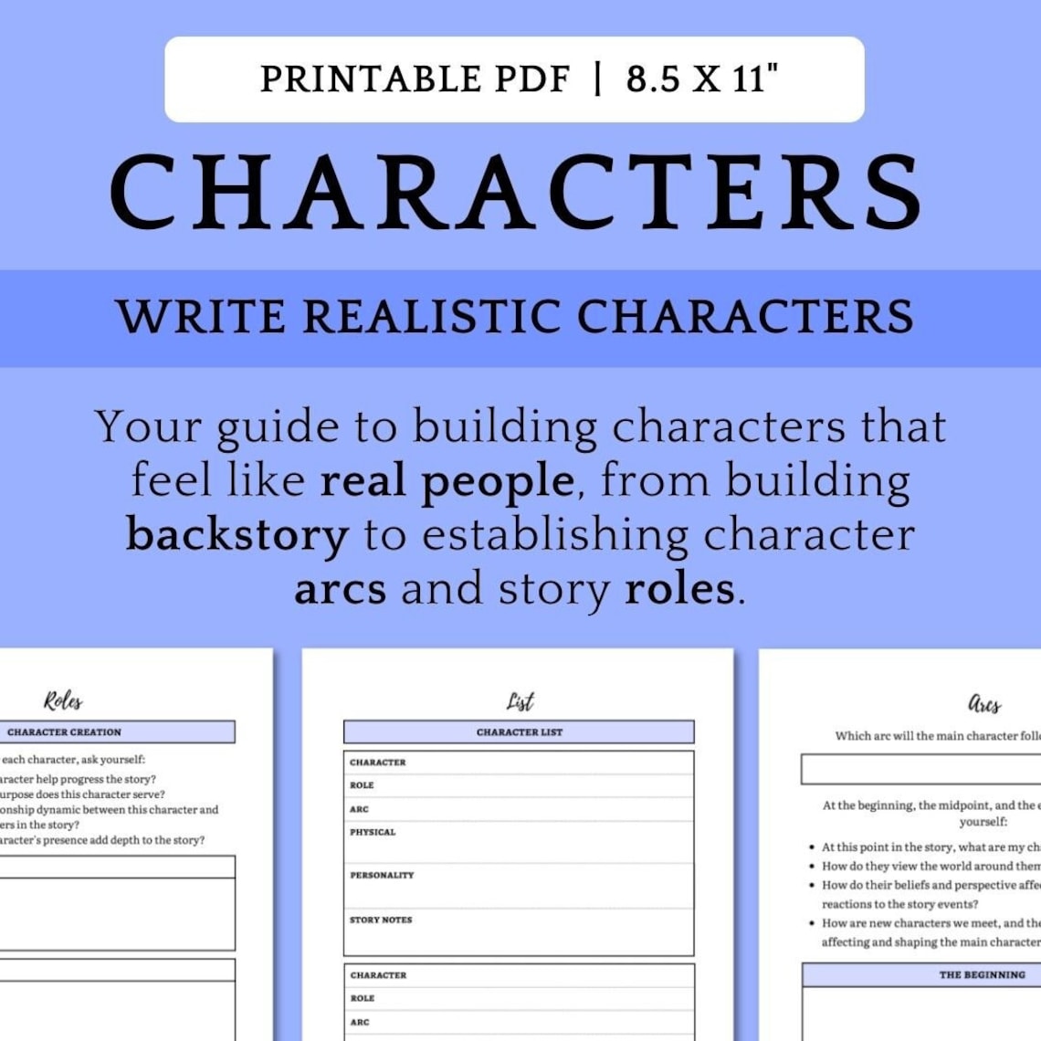 Write Realistic Characters Character Profile Sheets Novel Writing ...