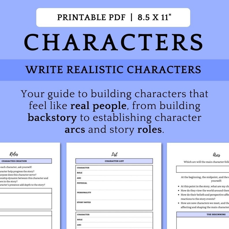 Write Realistic Characters Character Profile Sheets Novel Writing ...