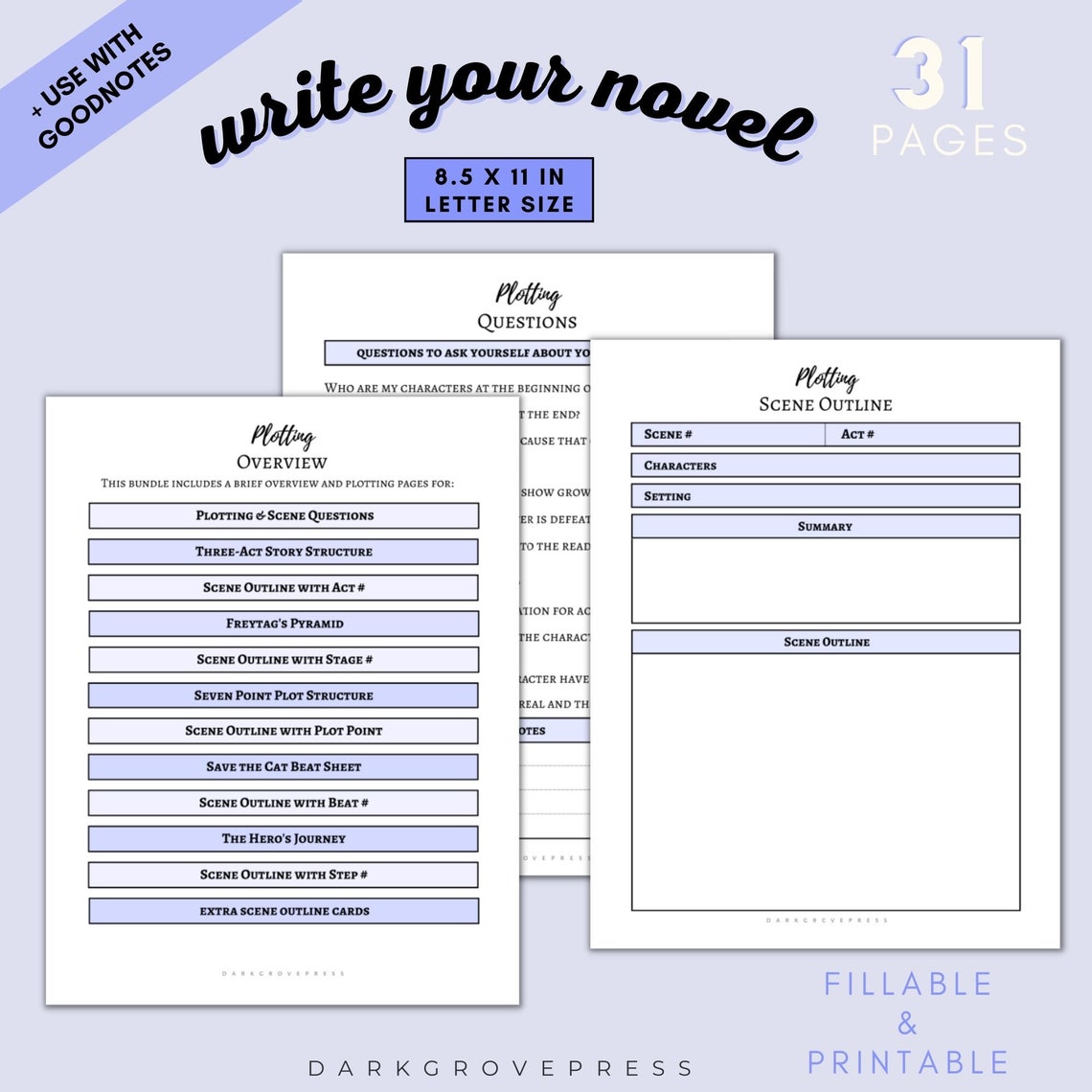 Book Writing Templates Plot Your Novel Story Plotting Sheets and Scene ...