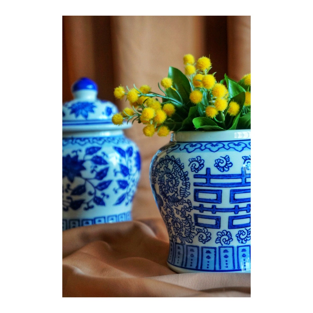 Blue Porcelain Cube Chinese Letter Pattern/ Home Decor / Bleu - Etsy