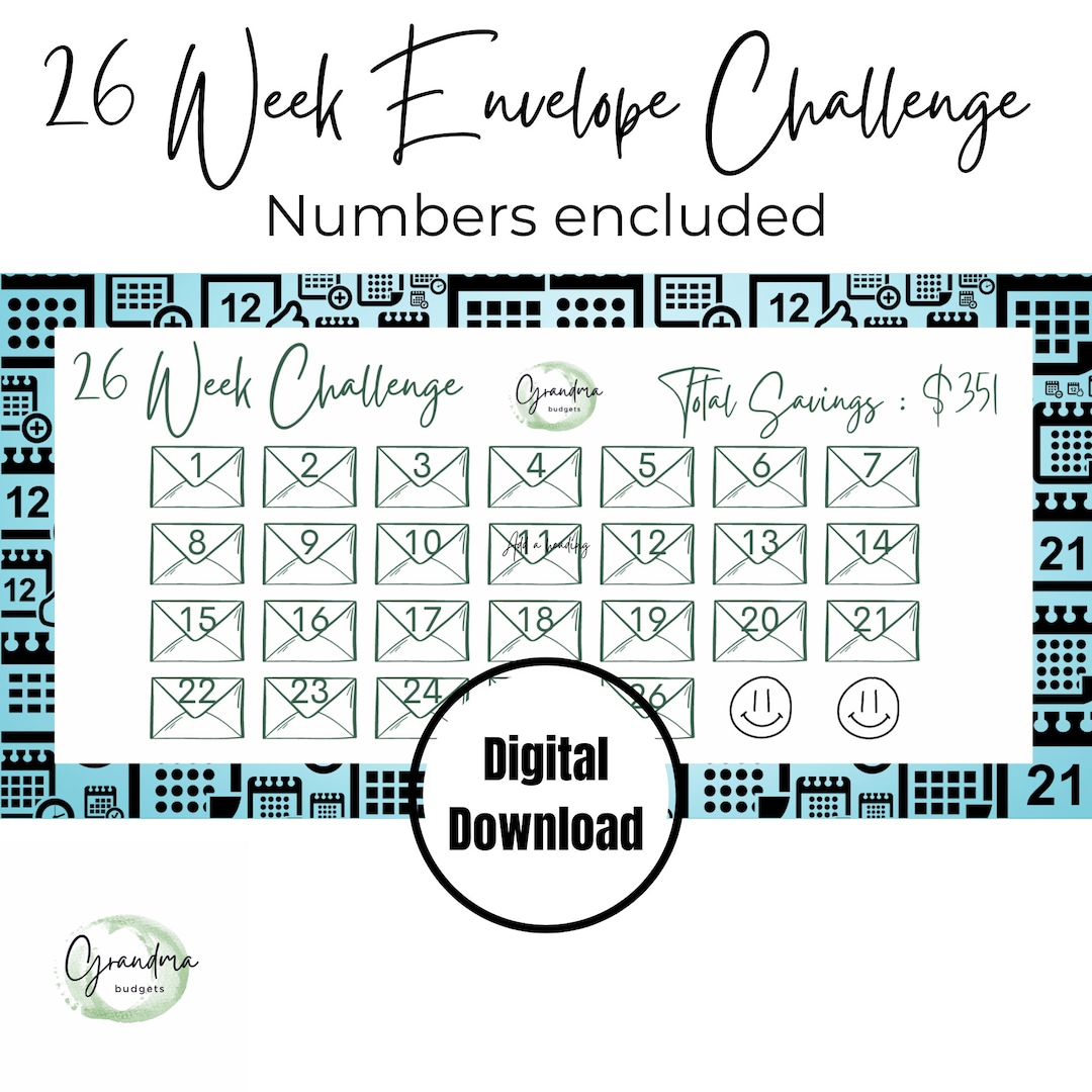 26 Week Envelope Savings Challenge Numbers Encluded A6 Size Envelope ...