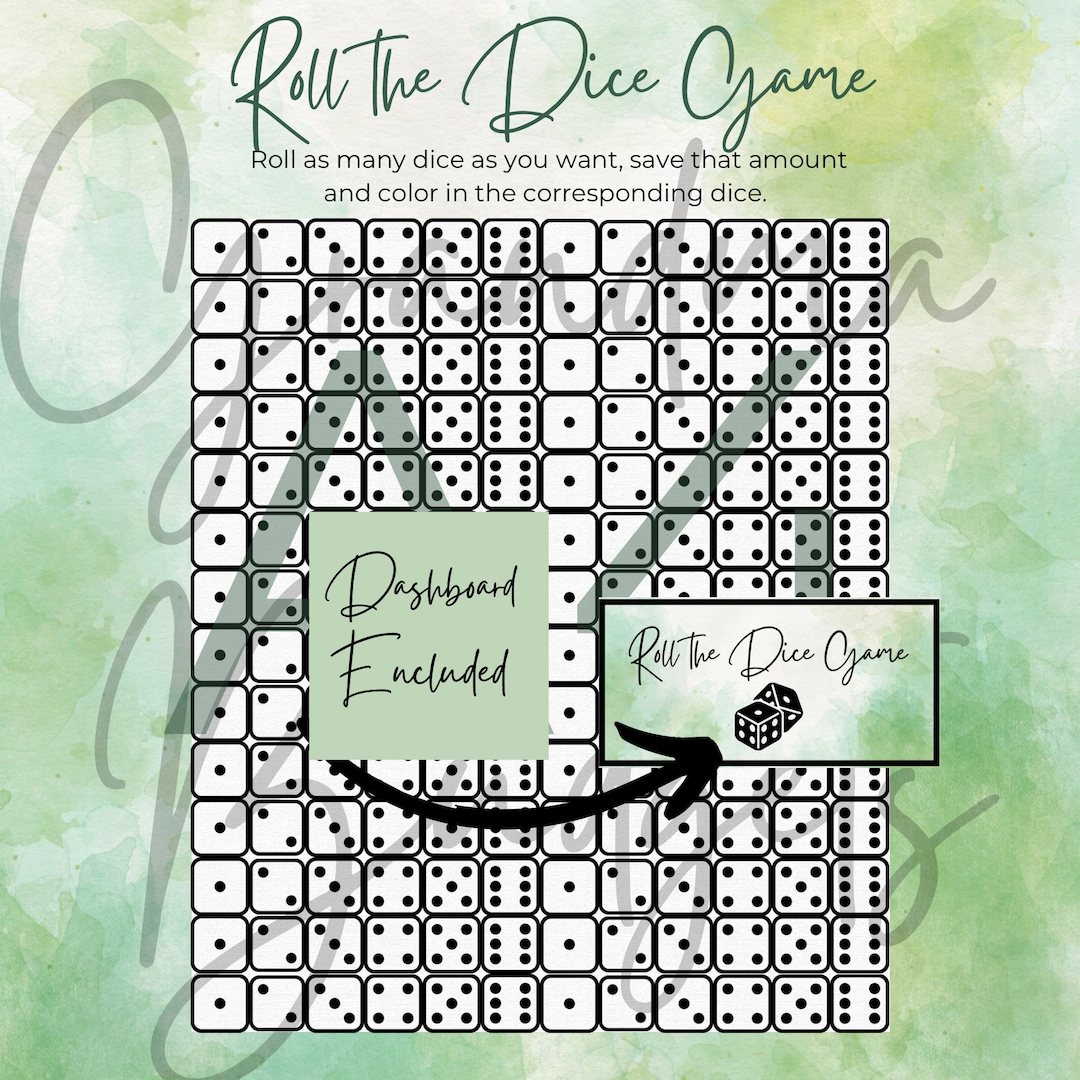 Roll the Dice Game Savings Challenge A4 WITH Dashboard Size Envelope ...