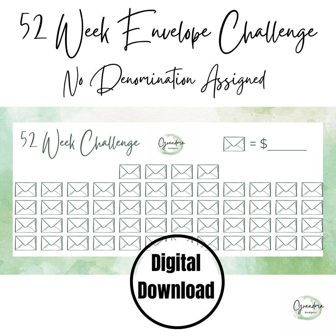 52 Week Envelope Savings Challenge No Denomination A6 Size Envelope ...