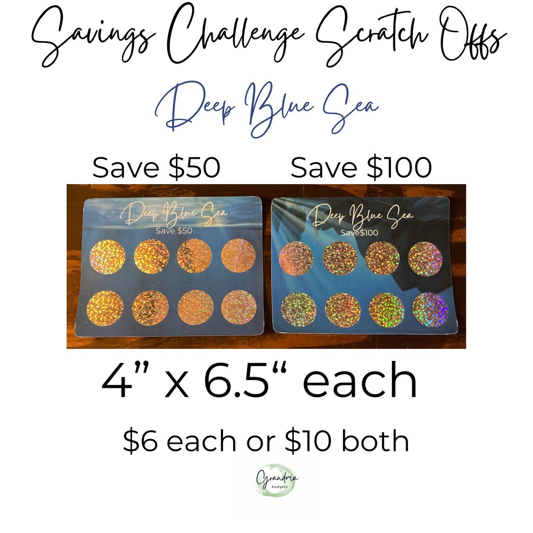 50 Dollar, 100 Dollar LAMINATED Scratch Offs Savings Challenge A5 Deep ...