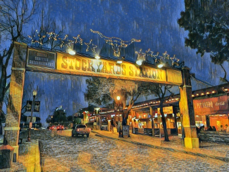 Fort Worth Stockyards Station Evening - Etsy
