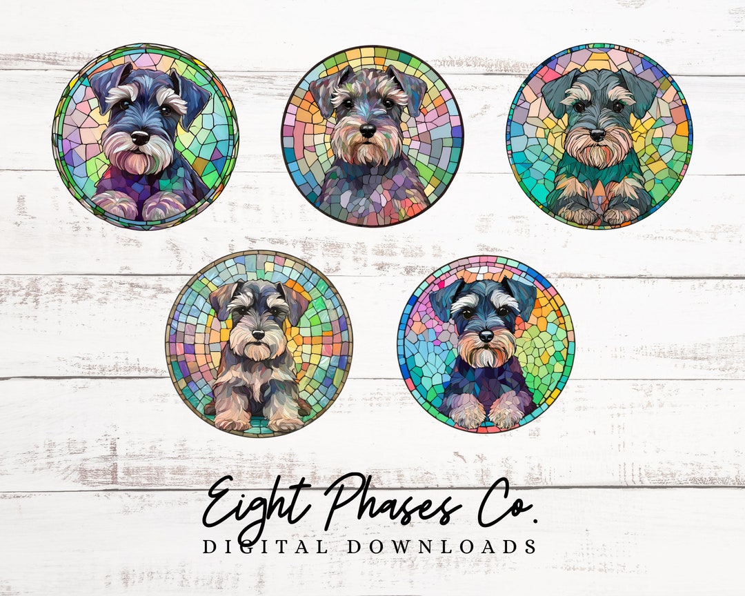 Stained Glass Schnauzer PNG Car Coaster Designs Coaster Design Door ...