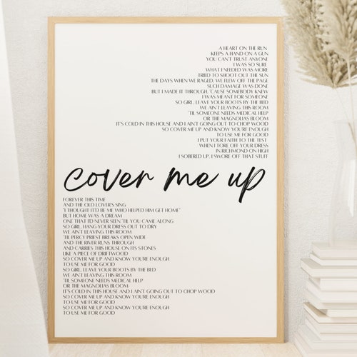 Cover Me up Lyrics. Digital Download. 16x20in 11x14in Wall Art - Etsy