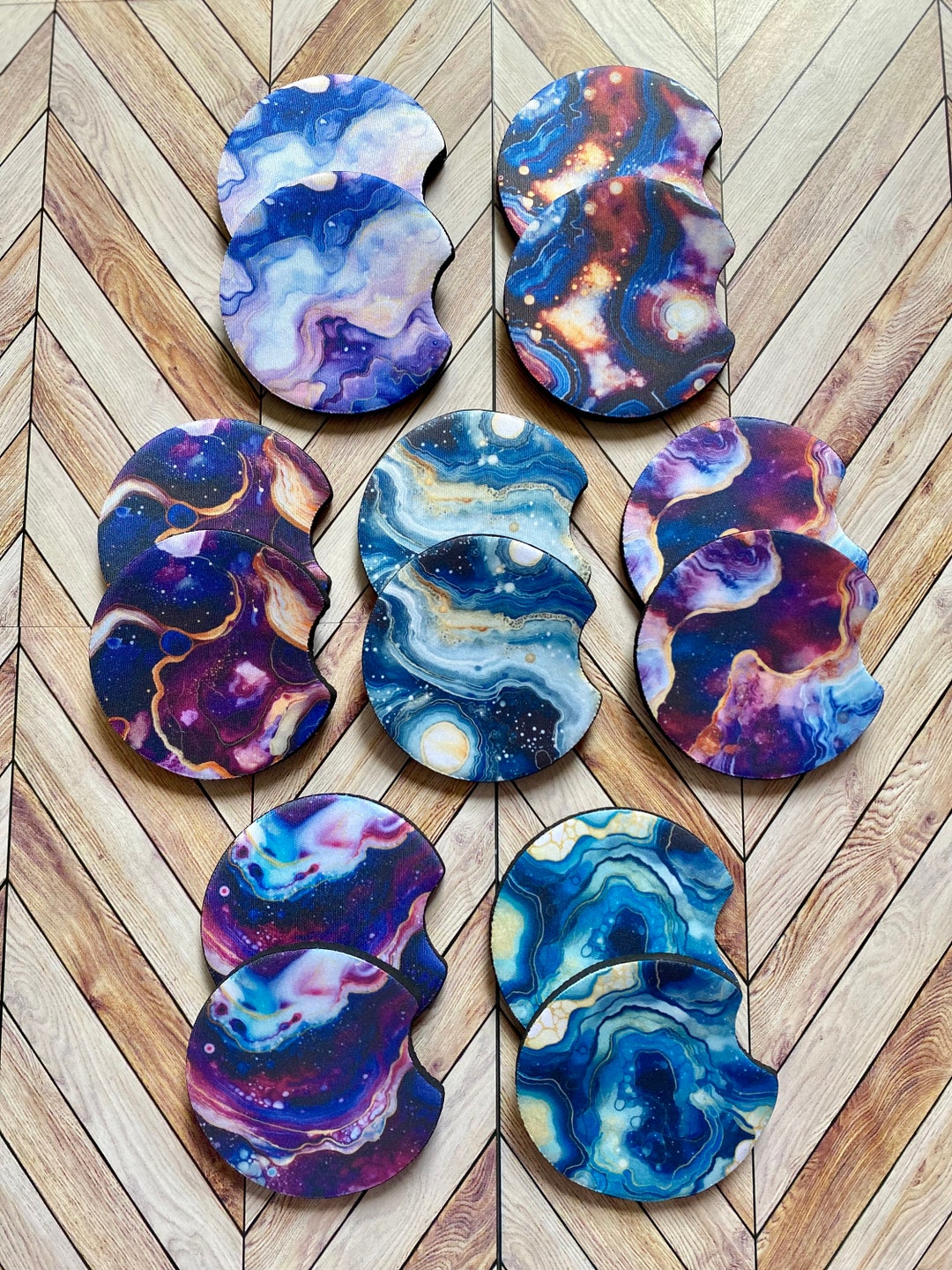 Celestial Agate Car Coasters Geode Theme Decor Geode Print Celestial ...
