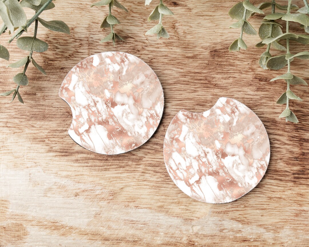 Rose Gold Marble Car Coaster Set Car Coaster Set of 2 Set - Etsy