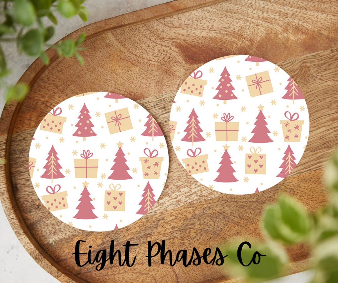 Pink Holiday Coaster Set Set of 2 Pink Holiday Coasters - Etsy