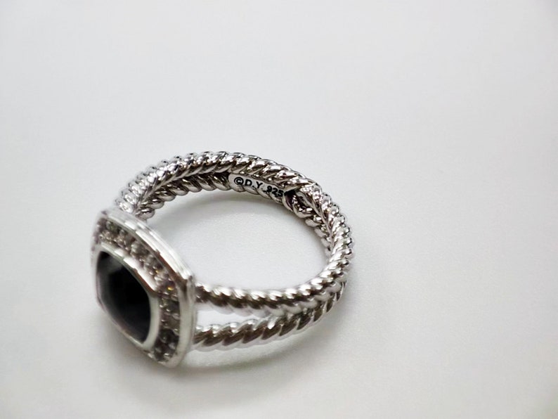 DY 925 Sterling Silver Double Rope Ring Black Agate Ring - Etsy