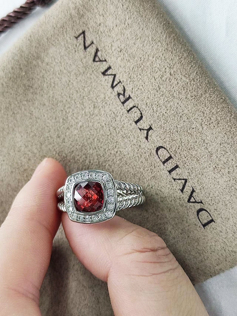 DY 925 Silver Double Rope Ring Ruby Ring - Etsy
