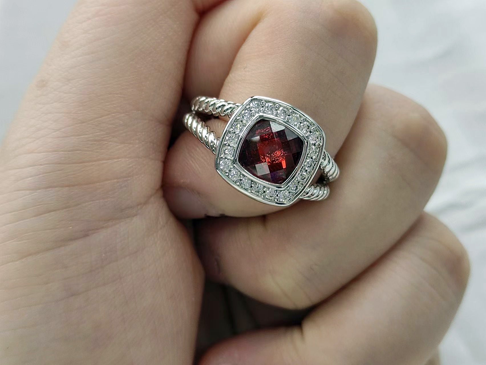 DY 925 Silver Double Rope Ring Ruby Ring - Etsy