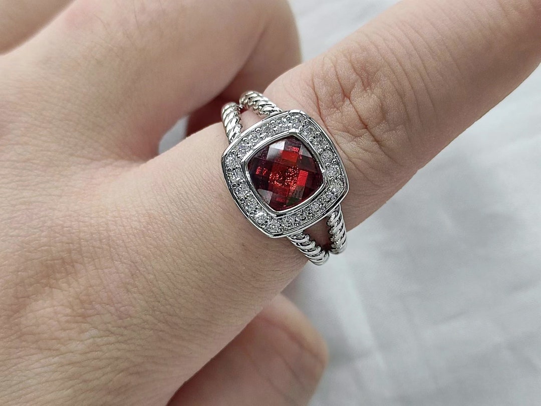 DY 925 Silver Double Rope Ring Ruby Ring - Etsy