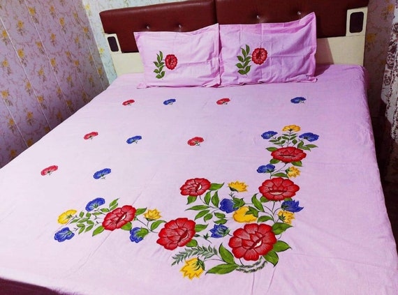 Hand Embroidery Bed Sheet Designs