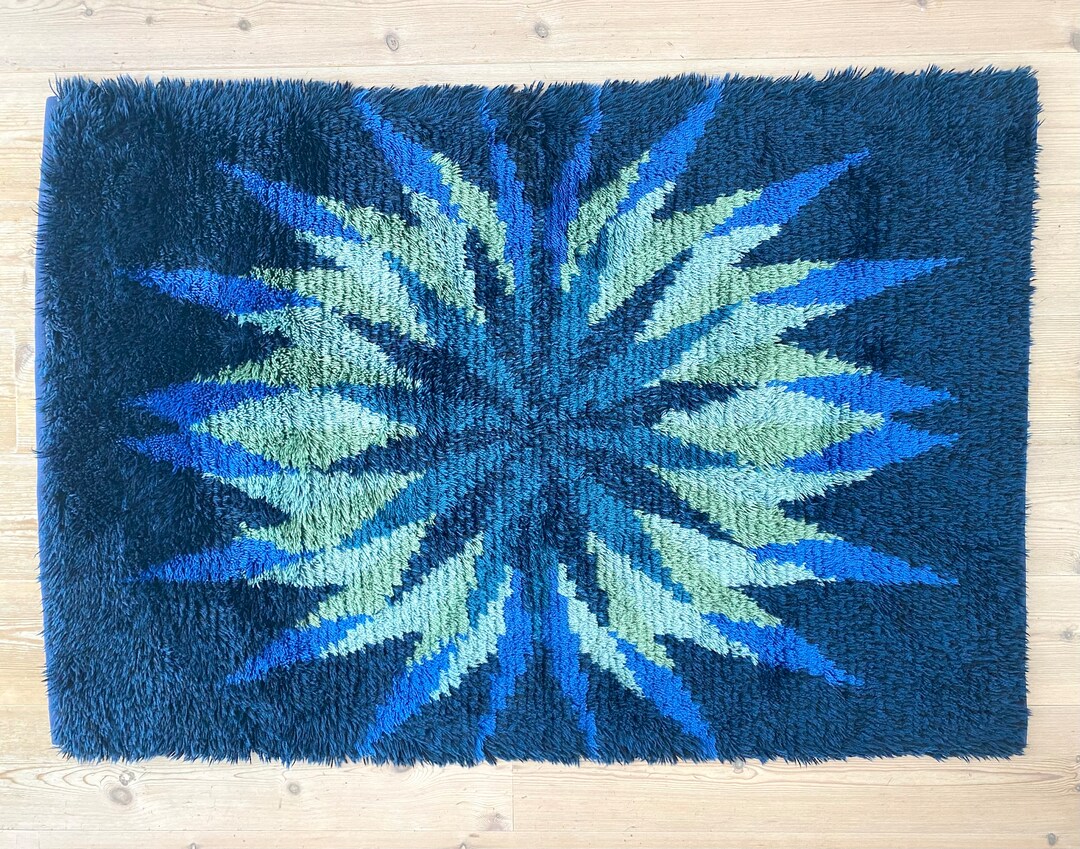 Swedish Hand Made Wool Rya Rug. Scandinavian Mid Century Modern Design ...